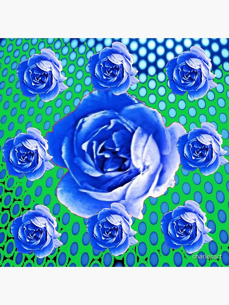 "BLUE CABBAGE ROSES MODERN GREEN-BLUE ART." Sticker for Sale by ...