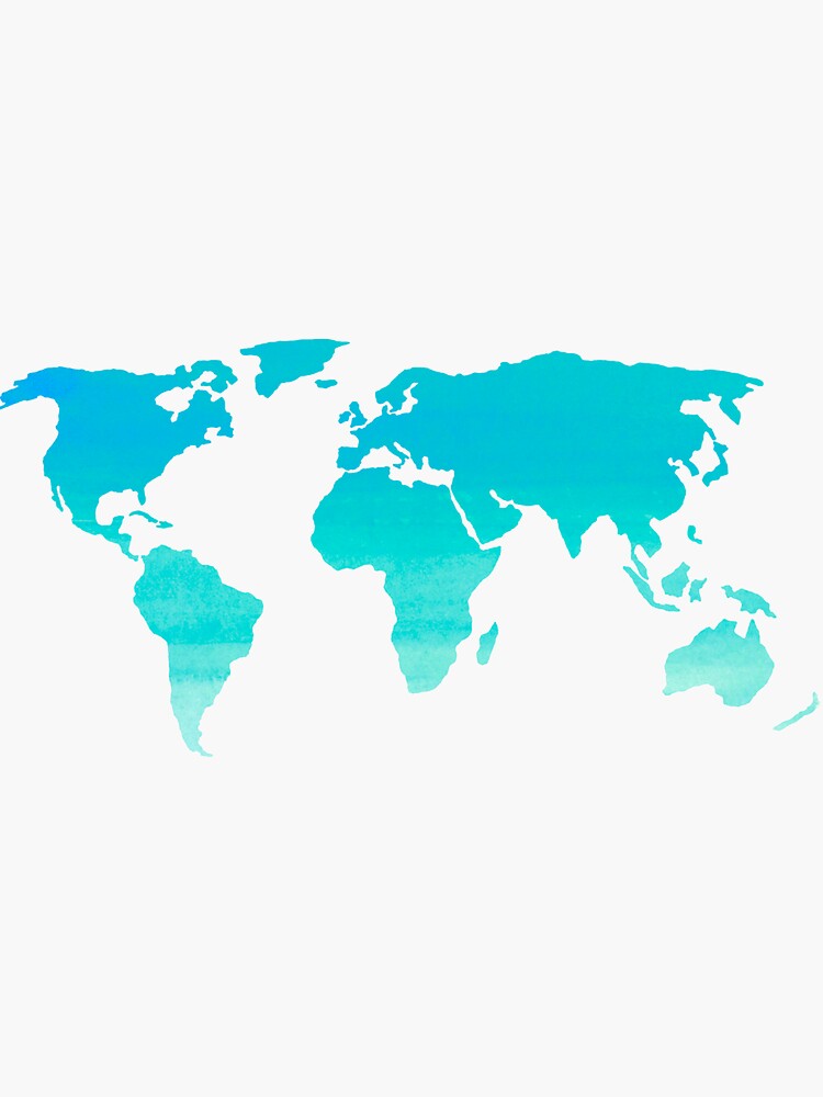 "Aqua world map watercolour" Sticker for Sale by ferbal | Redbubble