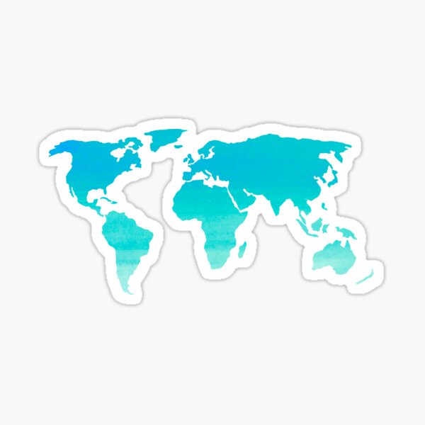 "Aqua world map watercolour" Sticker for Sale by ferbal | Redbubble