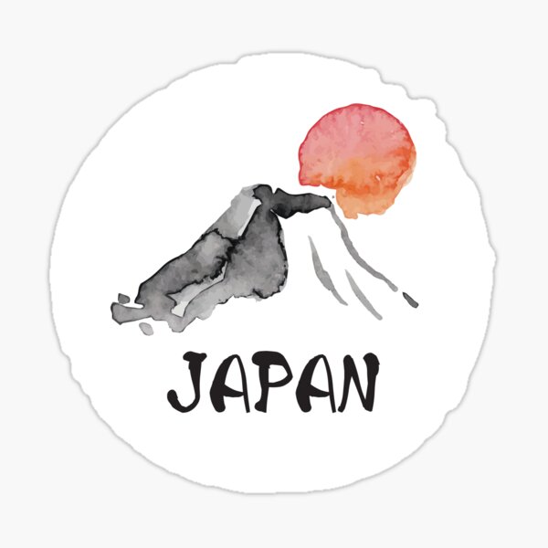 "Japan Mountain Sunrise Enso Calligraphy" Sticker by SmartPooch | Redbubble