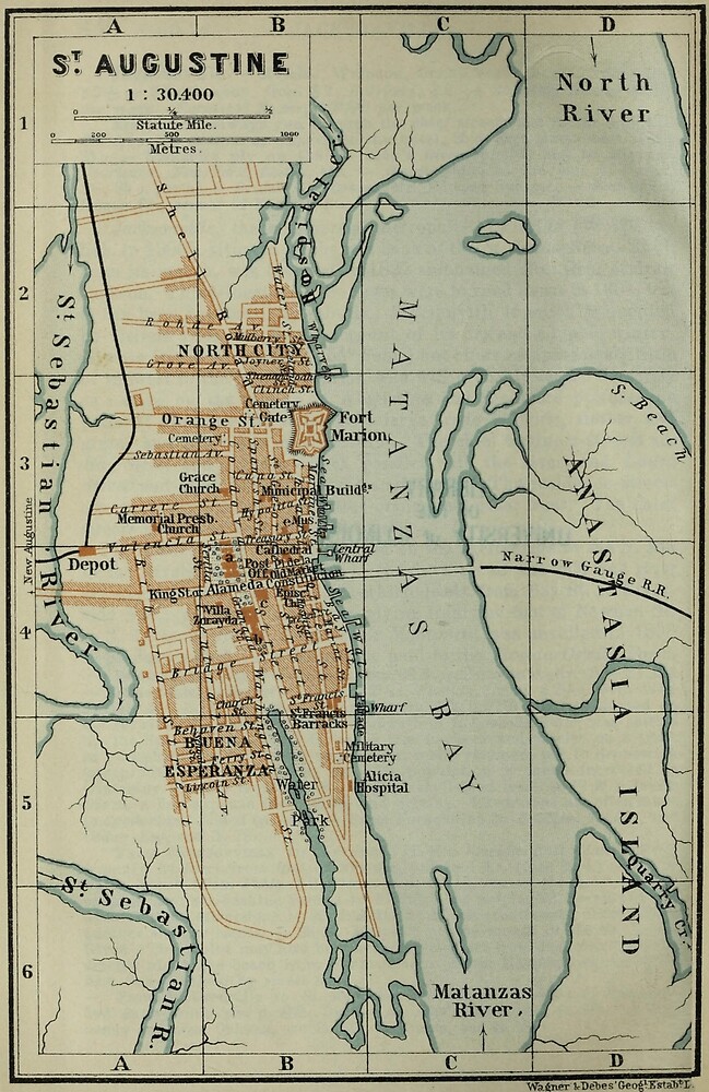 "Vintage Map of St Augustine FL (1904)" by BravuraMedia | Redbubble