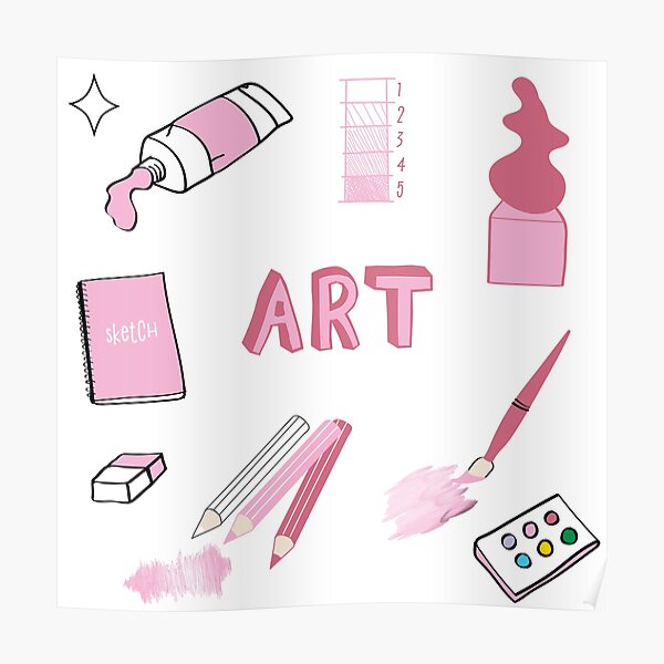 "Pink Art School Subject Sticker Pack" Poster by The-Goods | Redbubble