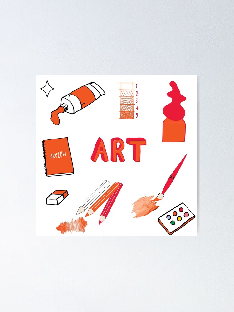 "Orange Art School Subject Sticker Pack" Poster for Sale by The-Goods ...
