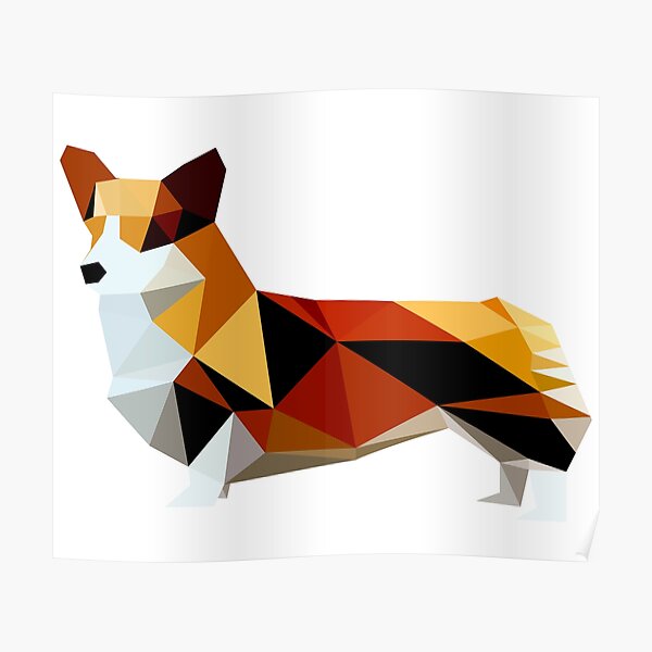 "Corgi minimalist low poly dog" Poster by DoDoLemons | Redbubble