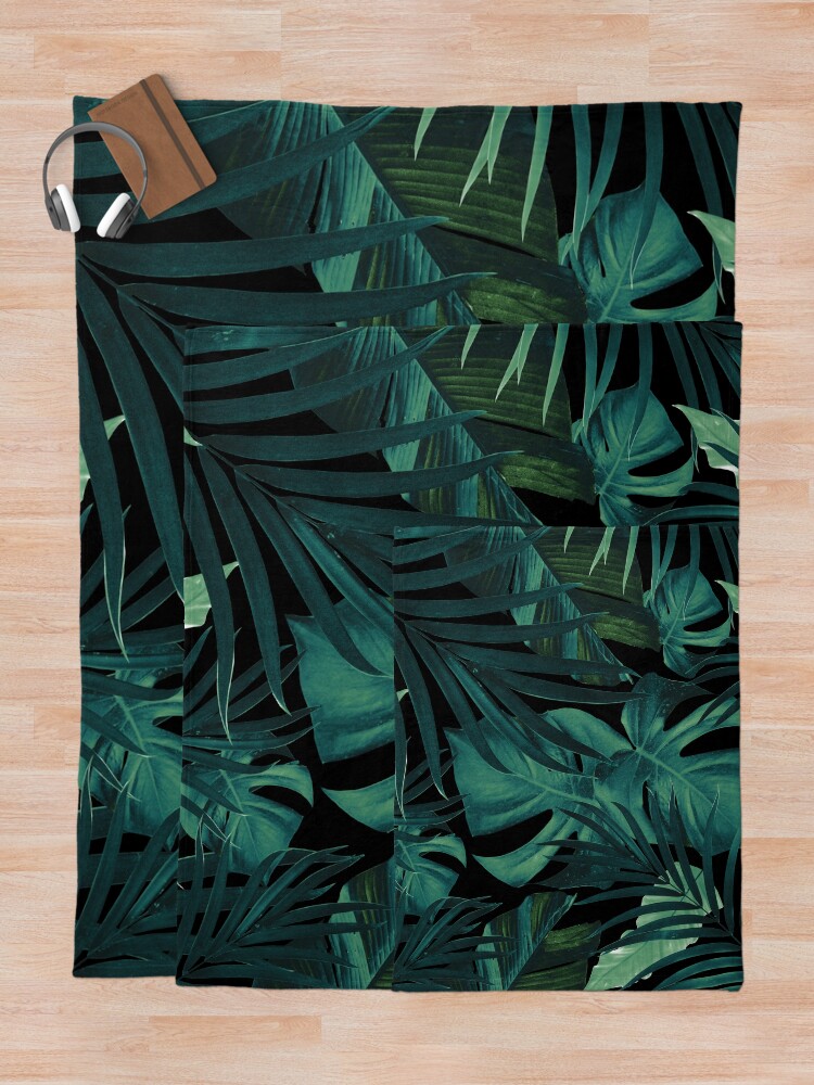 "Tropical Jungle Night Leaves Pattern #1 #tropical #decor #art" Throw ...