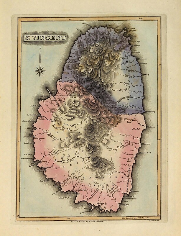"Vintage St Vincent Island Map (1823)" by BravuraMedia | Redbubble