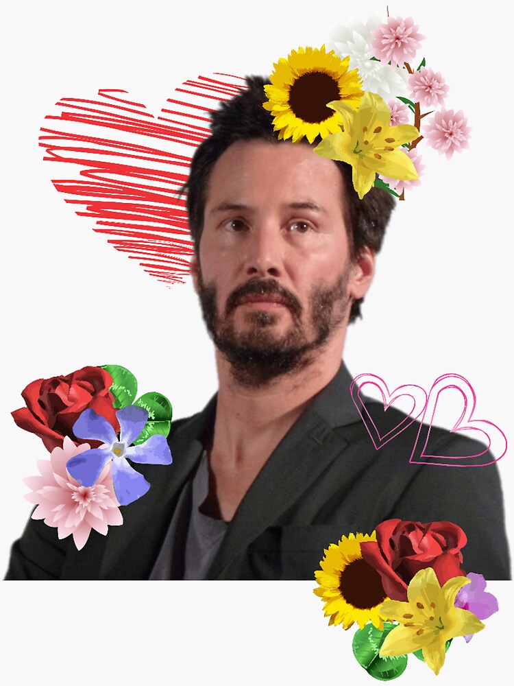 "Keanu Reeves Flowers" Sticker by SockSandwich | Redbubble