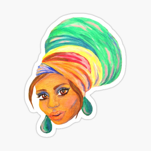 "Turban Girl | Africa Painting" Sticker for Sale by Almonda | Redbubble