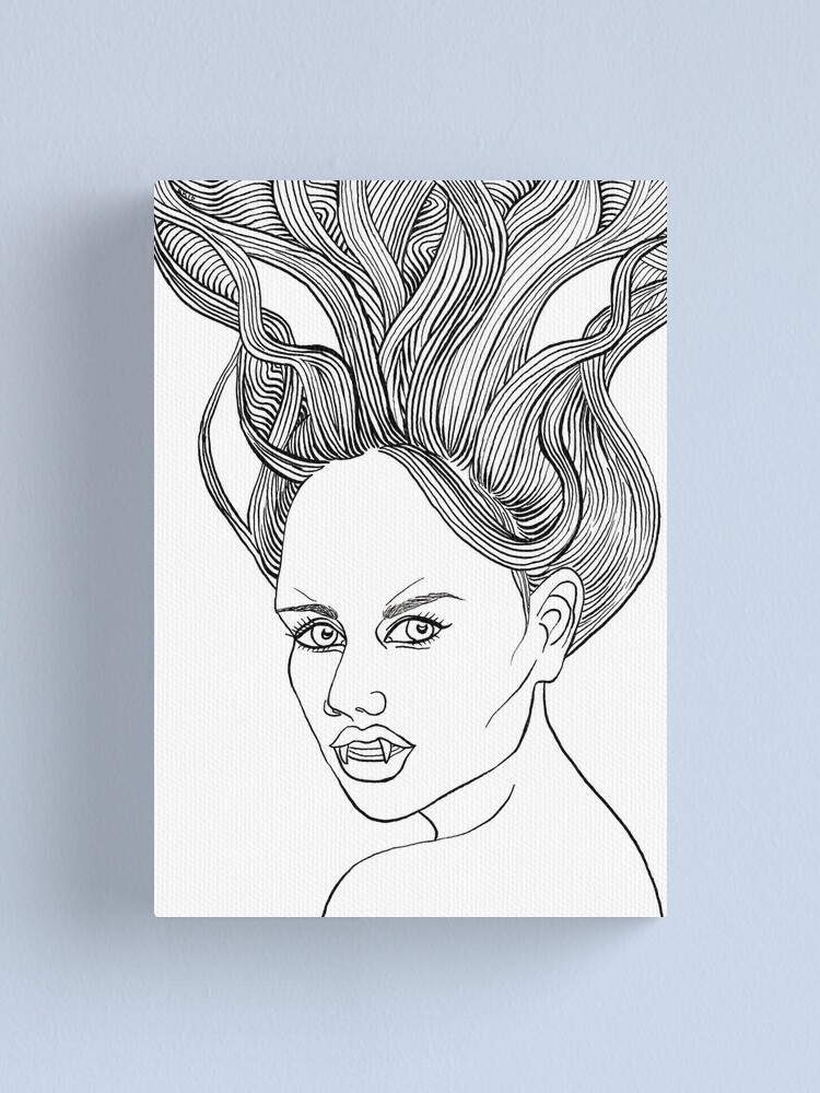 "Halloween Vampire Girl Ink Drawing" Canvas Print for Sale by Almonda ...