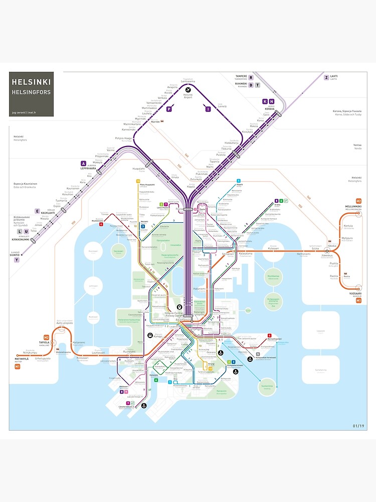"Helsinki Metro Map" Art Print by jugcerovic | Redbubble
