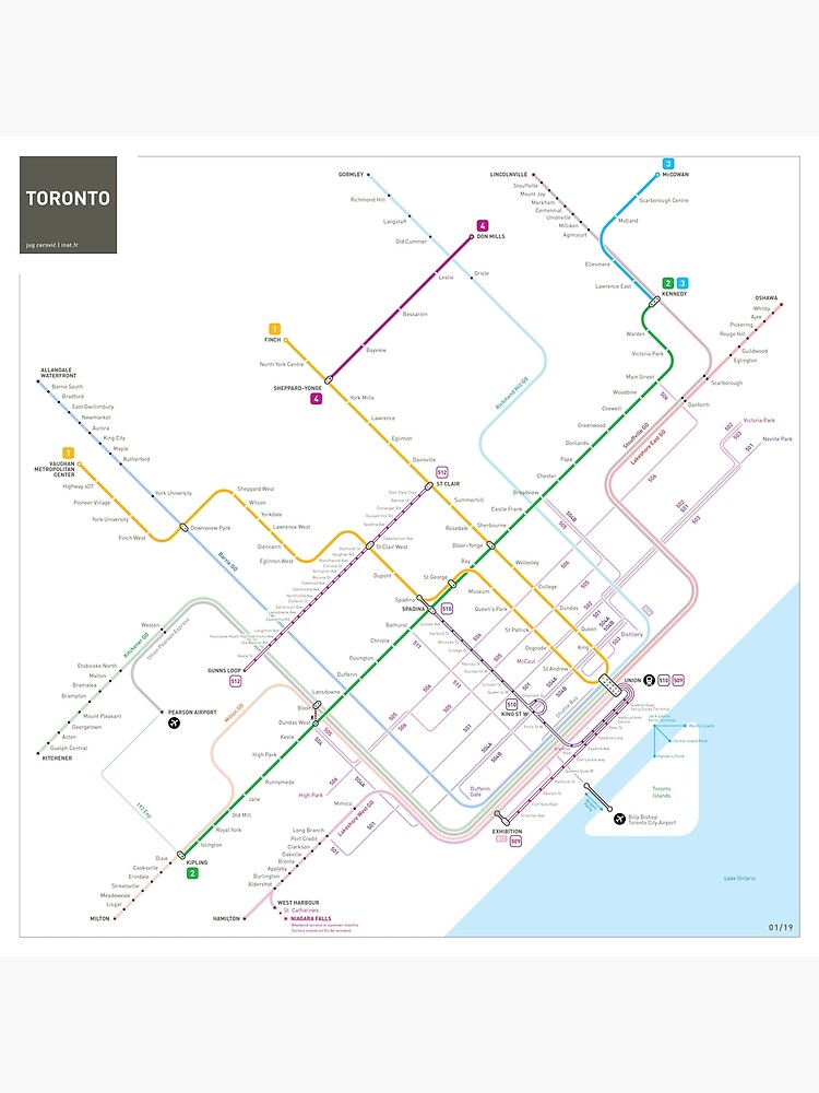 Toronto Metro Map Premium Matte Vertical Poster