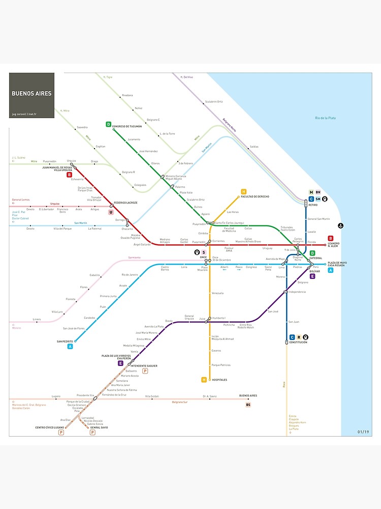 "Buenos Aires Subte Metro Map" Art Print for Sale by jugcerovic | Redbubble