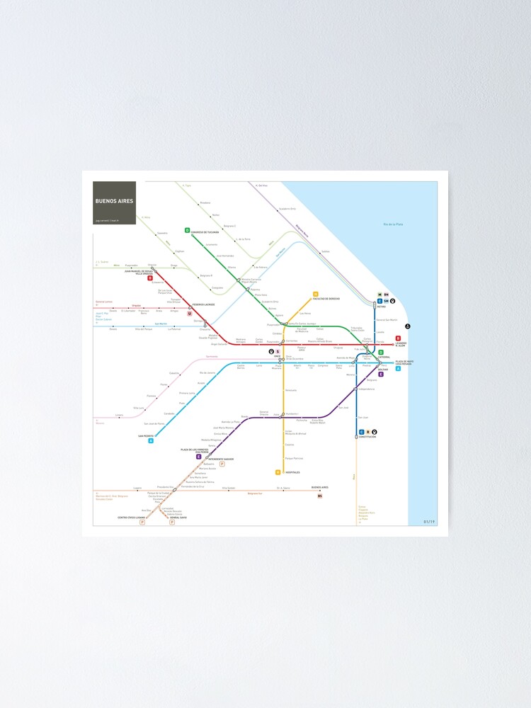 "Buenos Aires Subte Metro Map" Poster for Sale by Jug Cerovic | Redbubble