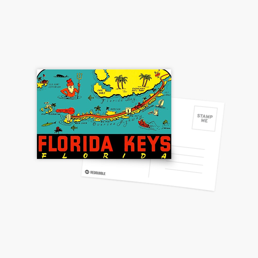 "Florida Keys Vintage Travel Decal" Postcard by hilda74 | Redbubble