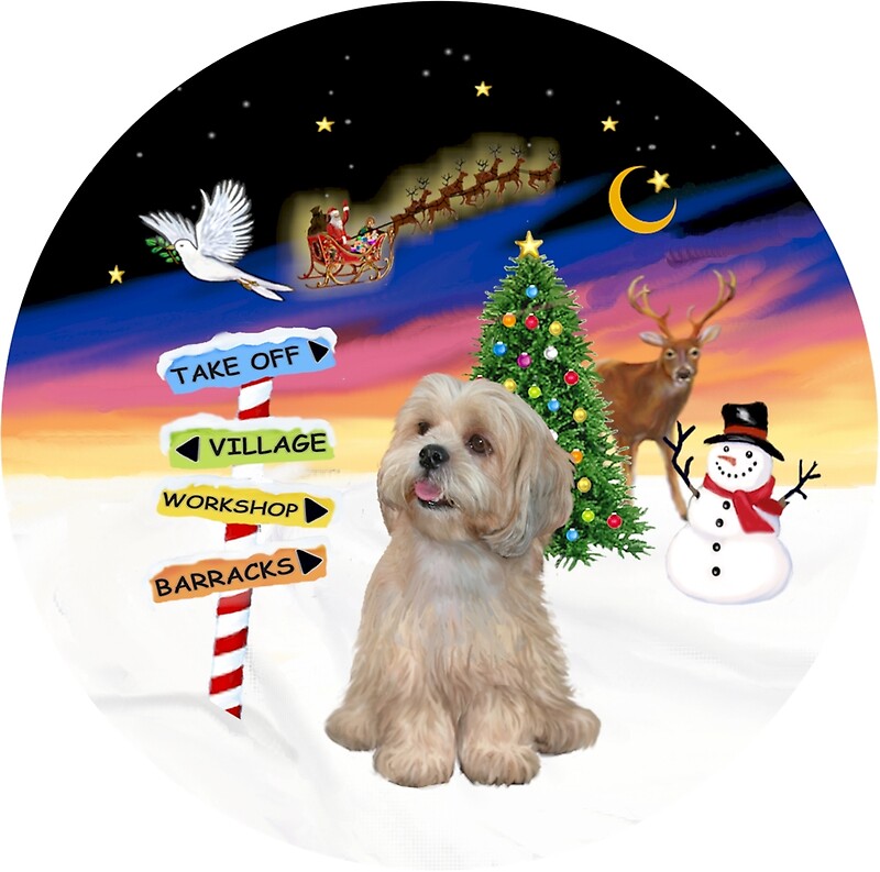 "Christmas Signs with a Lhasa Apso (cream)" by JeanBFitzgerald | Redbubble