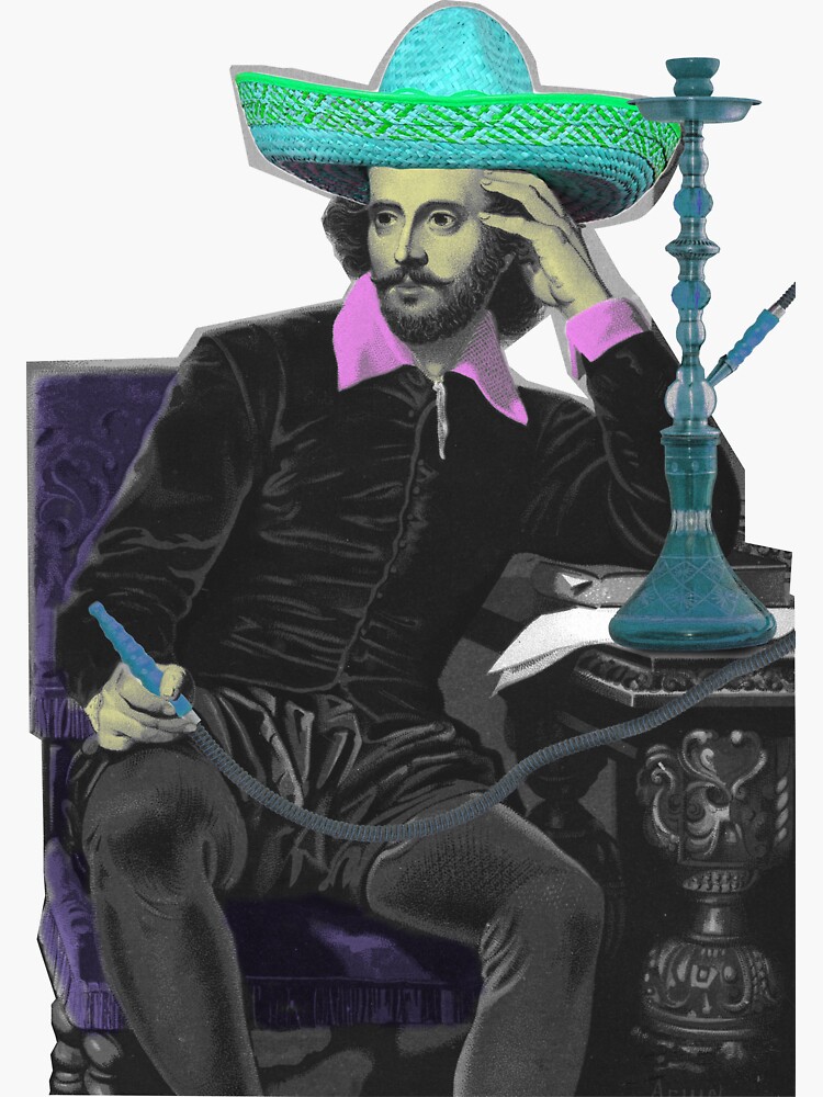 "Shakespeare smoking shisha " Sticker for Sale by zupperman | Redbubble