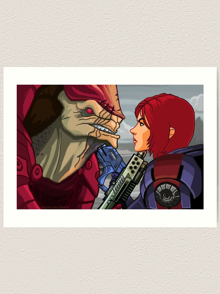 Mass Effect Wrex Vs Shepard Art Print By Ghaskell Redbubble