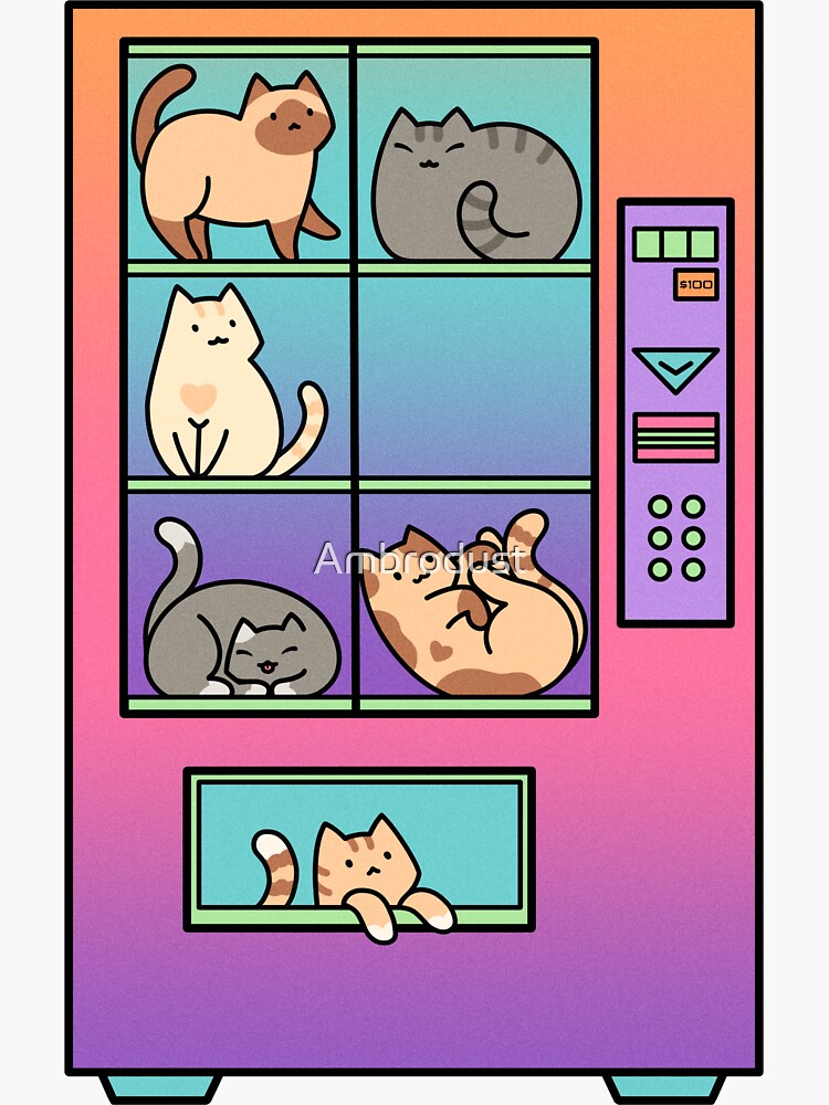 "Kitty Vending Machine" Sticker for Sale by Ambrodust | Redbubble