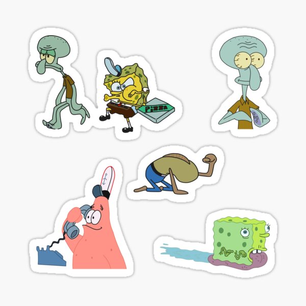 Sponge Bob Sticker Pack 1 Sticker For Sale By Bleachie Redbubble