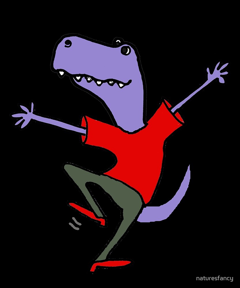 "Cool Dancing T-rex Dinosaur Cartoon" by naturesfancy | Redbubble