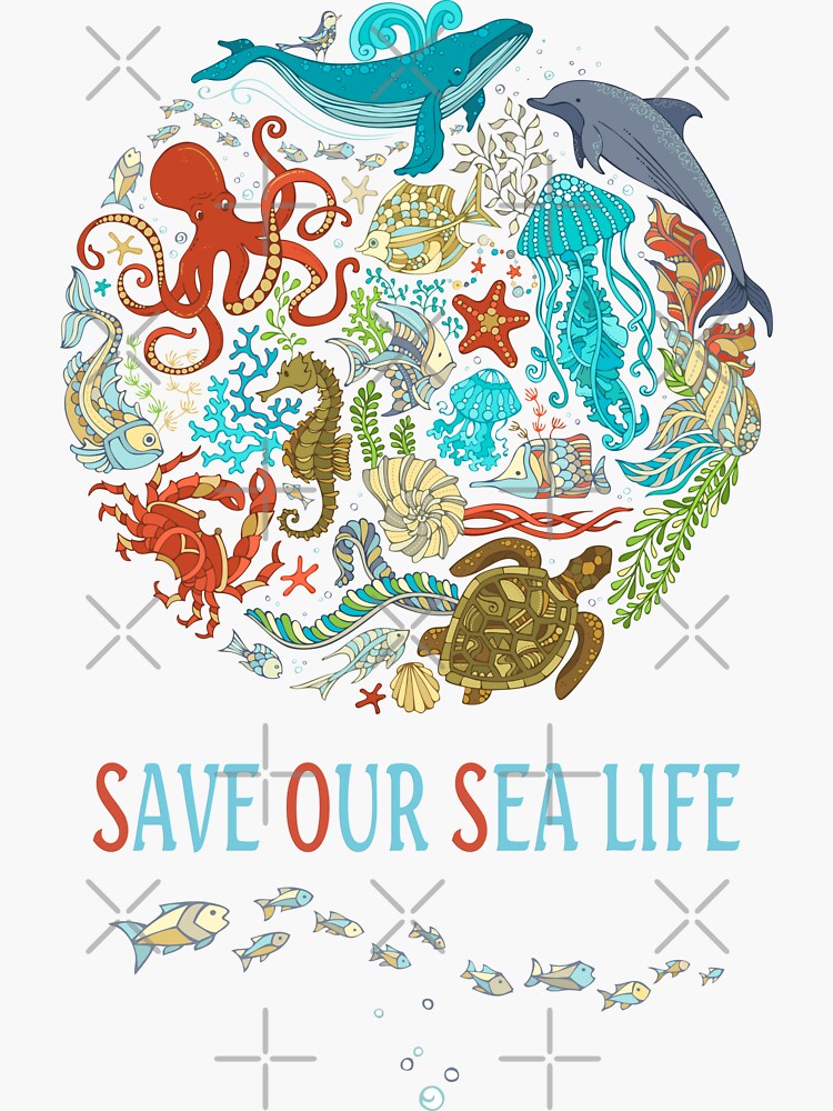"Save Our Sea Life" Sticker for Sale by Amanda-Lakey | Redbubble