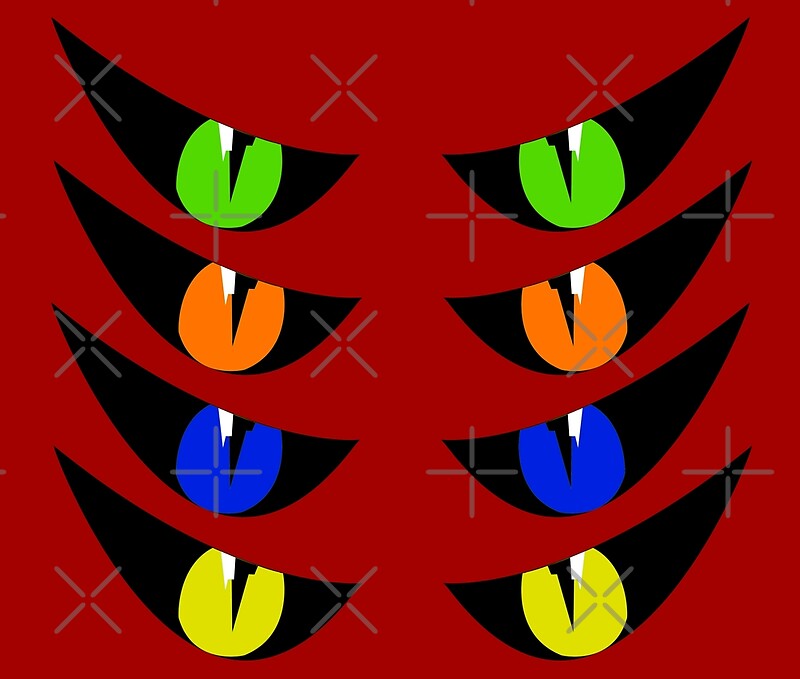 "Halloween Creepy Art Scary Monster eyes Multiple Colored Glaring ...