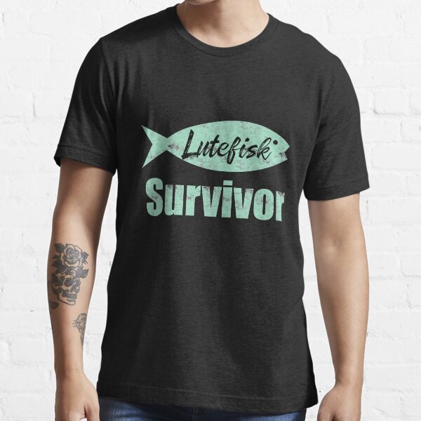 "Lutefisk Survivor Funny Scandinavian Fishing Shirt" T-shirt for Sale ...