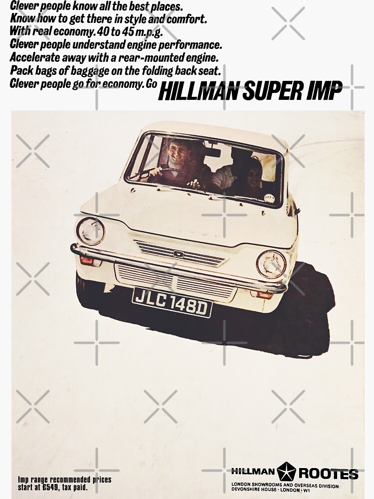 "HILLMAN IMP" Sticker for Sale by ThrowbackMotors | Redbubble