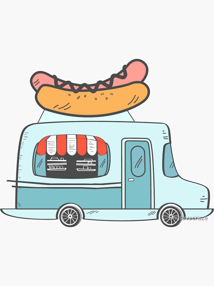 "Hot Dog Truck" Sticker for Sale by Engravecraze | Redbubble