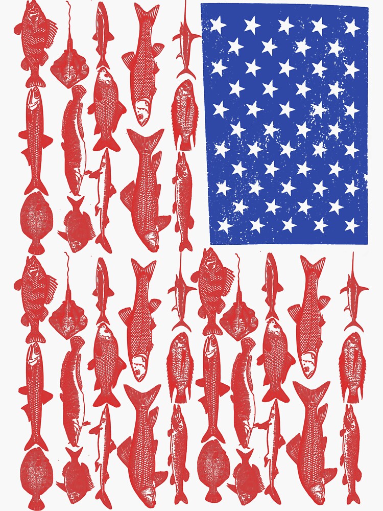 Red White Blue Fish Stickers for Sale | Redbubble