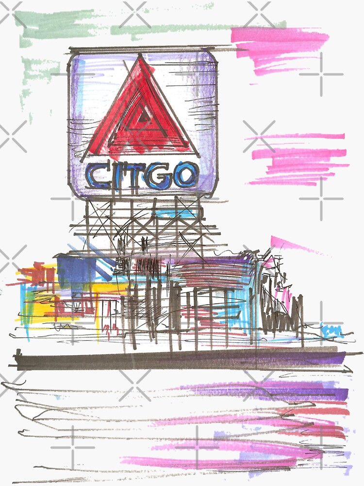 "Boston Citgo Watercolor" Sticker by marblequeen | Redbubble