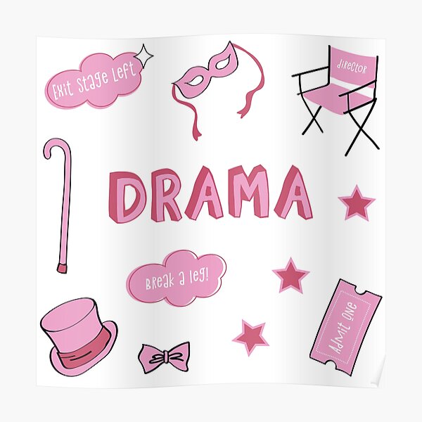 "Pink Drama School Subject Sticker Pack" Poster by The-Goods | Redbubble