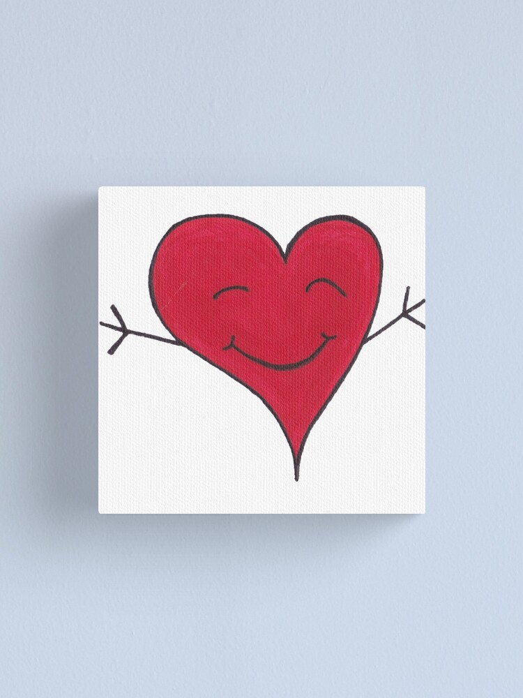 "Happy Red Heart Hug Cartoon" Canvas Print by motheruniverse | Redbubble