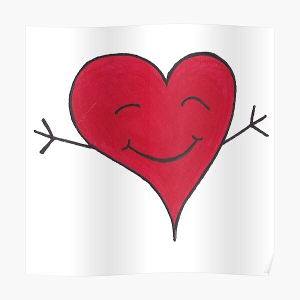 "Happy Red Heart Hug Cartoon" Poster by motheruniverse | Redbubble