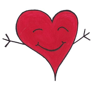 "Happy Red Heart Hug Cartoon" Art Print for Sale by Rachel Corona ...