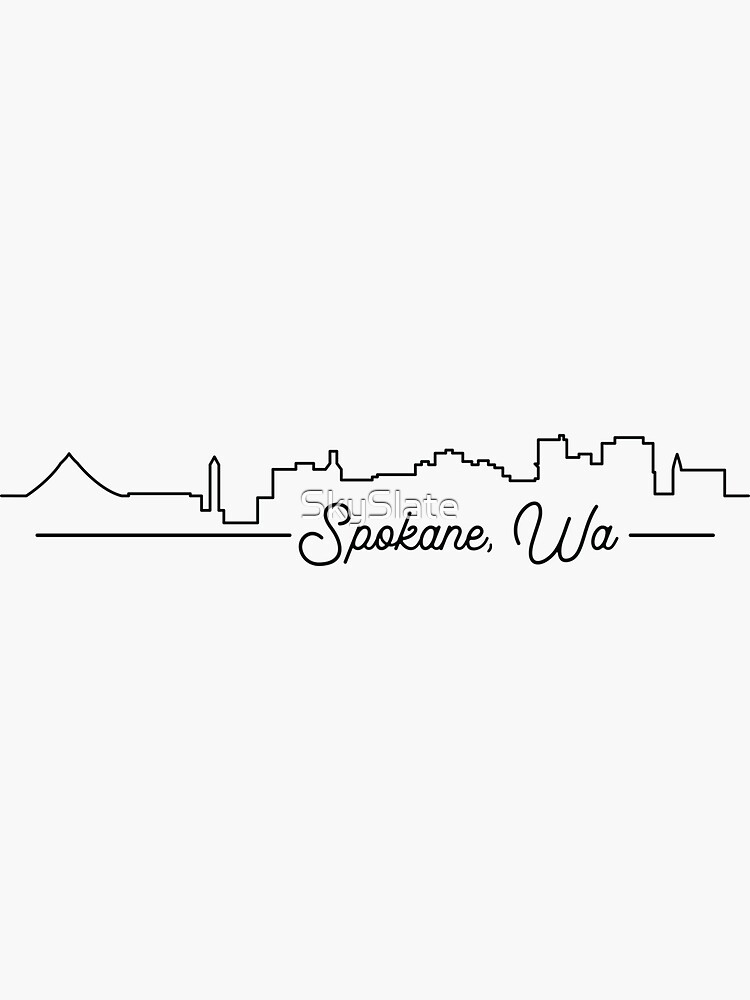 "Spokane Cityscape Line Art" Sticker for Sale by SkySlate | Redbubble