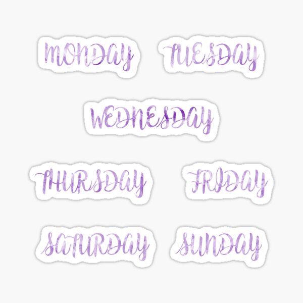 "Days of the Week Bullet Journal Sticker Pack - Purple" Sticker for ...