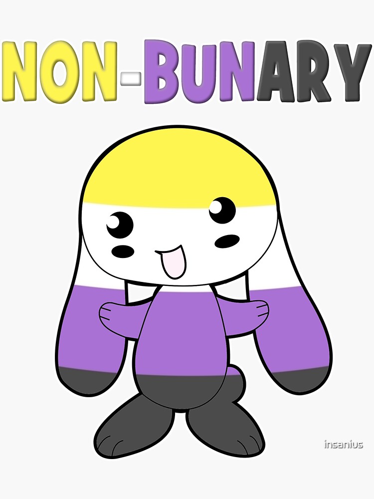 "Non Binary Bunny Non-Bunary T-Shirt Funny Activism NonBinary Flag Non ...