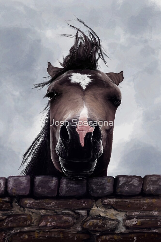 "Horse winking, funny digital art painting. " by Josh Spacagna | Redbubble