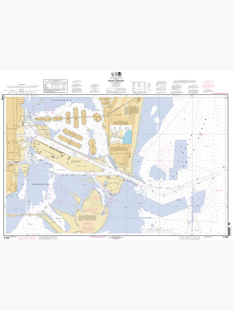 "Miami Harbor Nautical Chart" Sticker for Sale by cocreations | Redbubble