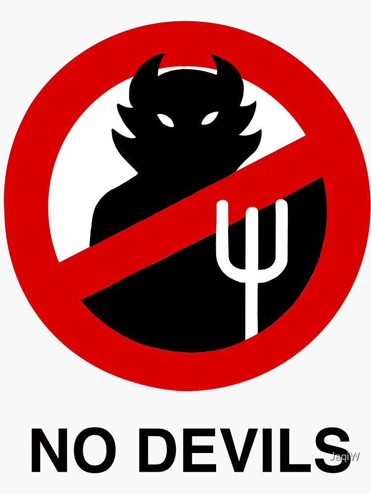 "No Devils" Sticker for Sale by JaqiW | Redbubble