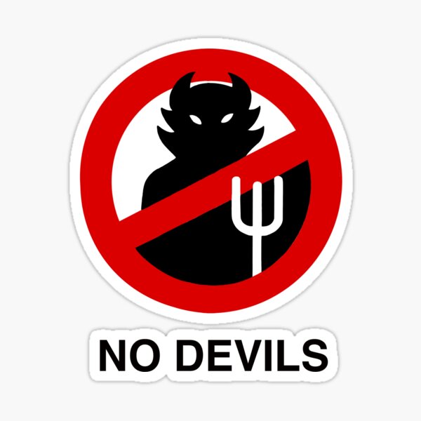 "No Devils" Sticker for Sale by JaqiW | Redbubble