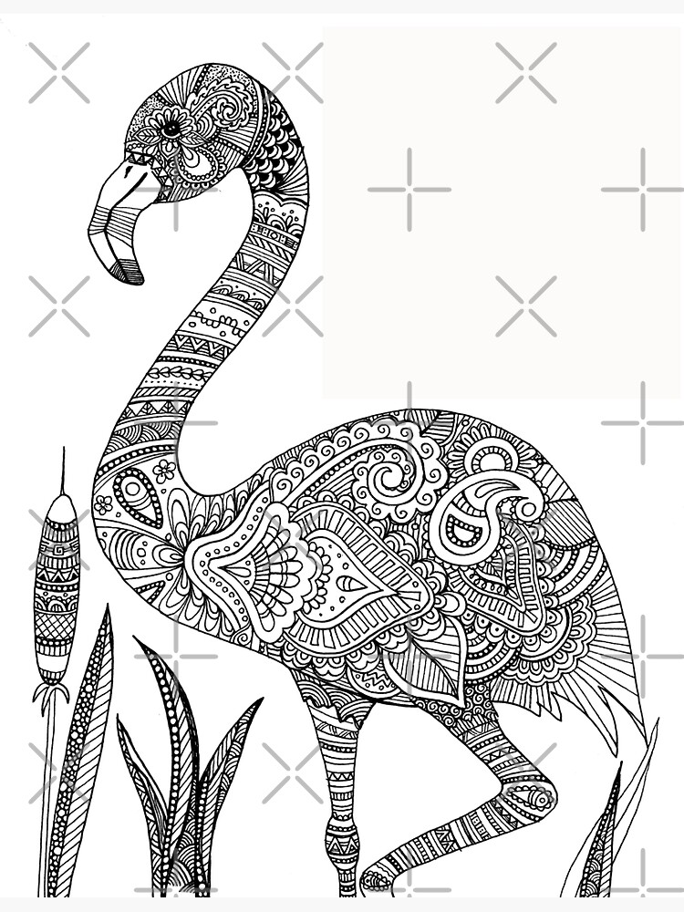 Pegatina «Colorea tu propio Zentangle Flamingo Art» de BarefootDoodles ...