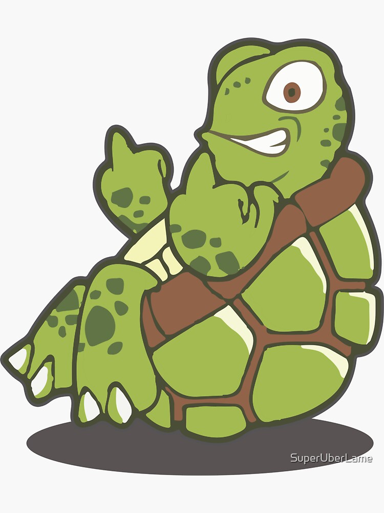 "What the shell? Middle finger turtle." Sticker for Sale by ...