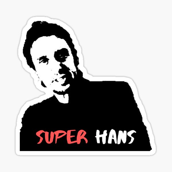"Super Hans, Peep Show Portrait" Sticker by swrecordsuk | Redbubble