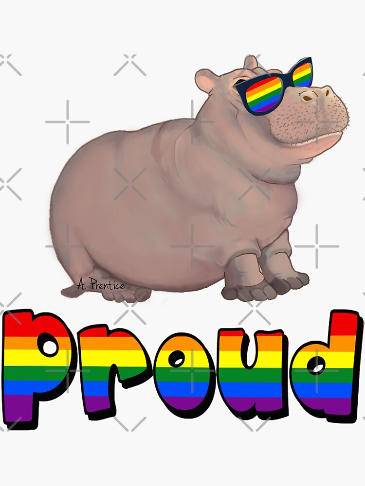 "Gay Pride Proud Hippo" Sticker for Sale by Hippogal | Redbubble