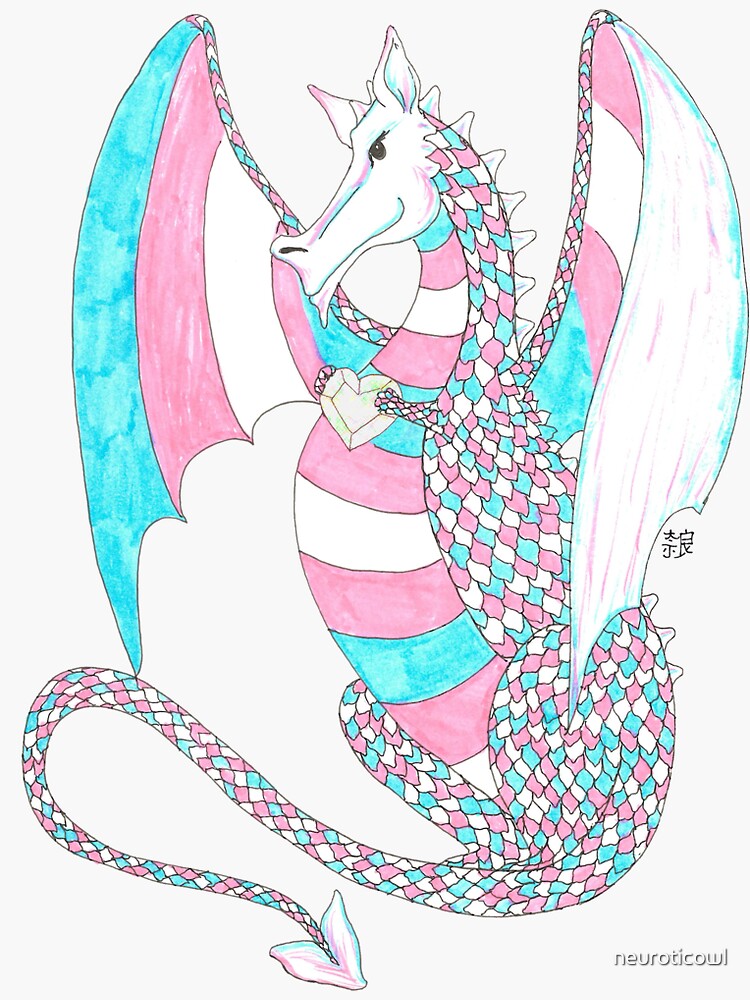 Pegatina «Dragón Trans del Orgullo con Corazón» de neuroticowl | Redbubble