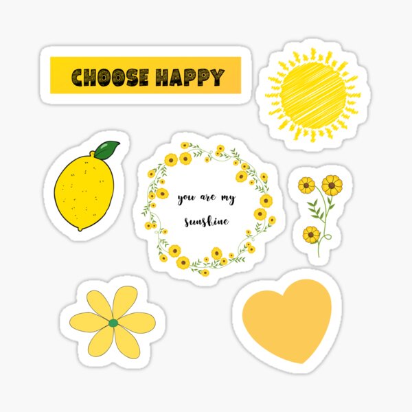 "Choose Happy Sunshine Yellow Bundle Pack" Sticker by angelmalfoy ...