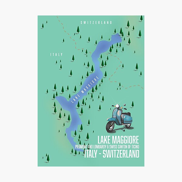 Lámina fotográfica «Lago Maggiore Italia Suiza mapa poster» de ...