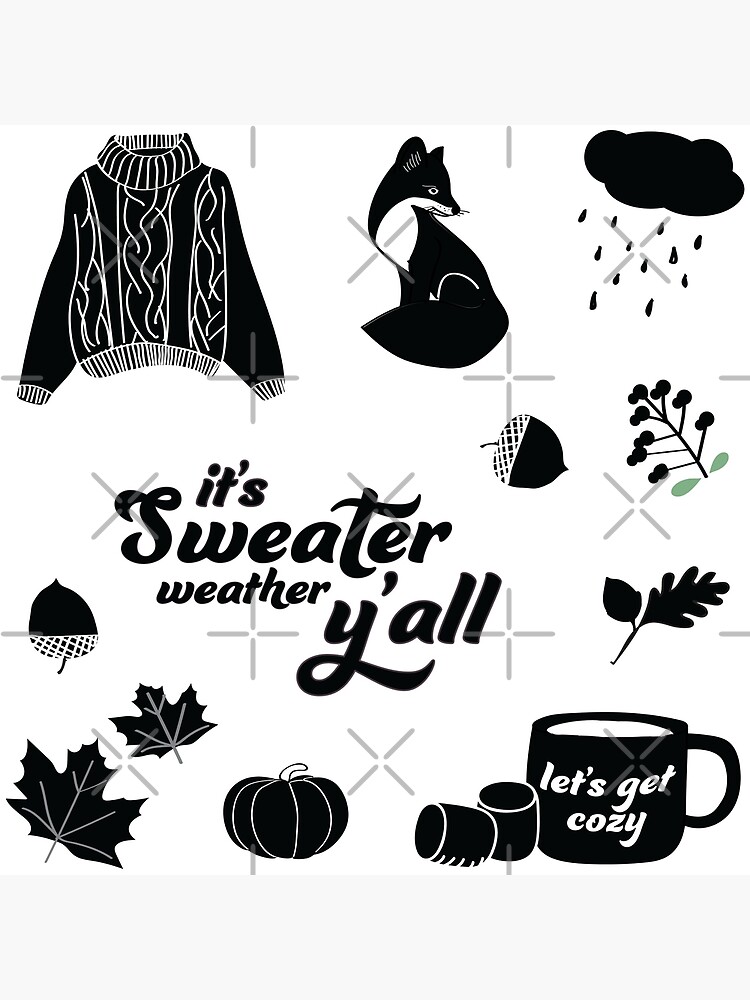 "Black Aesthetic Sweater Weather Fall Sticker Pack" Art Print by The ...